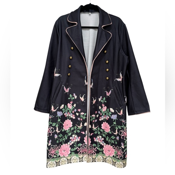 Jackets & Coats | Midlong Style Floral Print Double Breasted Autumn ...